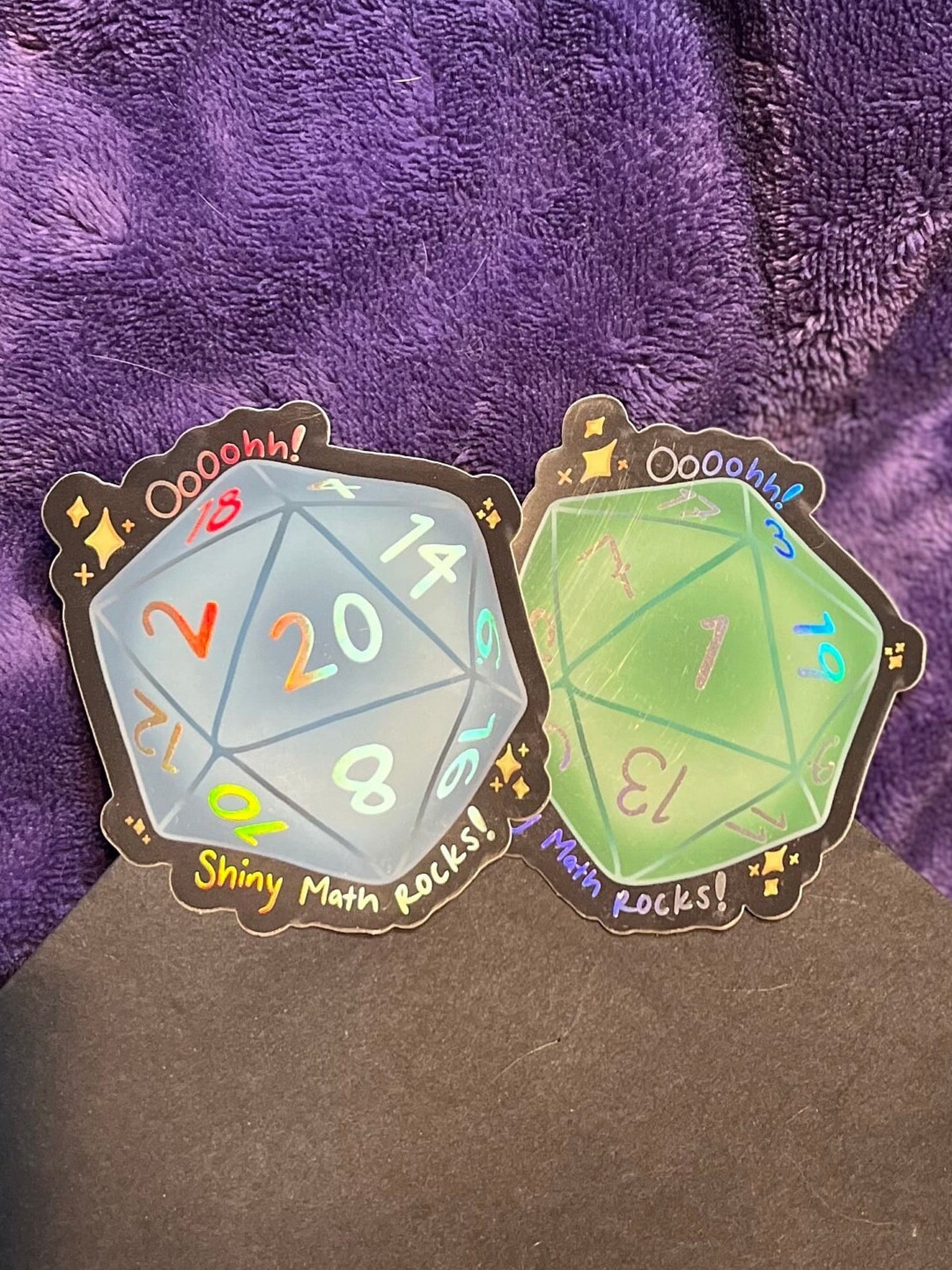 Shiny Math Rocks Holographic Dice Sticker | D20 Dungeons and Dragons ...