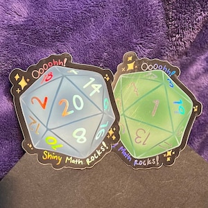 Shiny Math Rocks Holographic Dice Sticker | D20 Dungeons and Dragons ...
