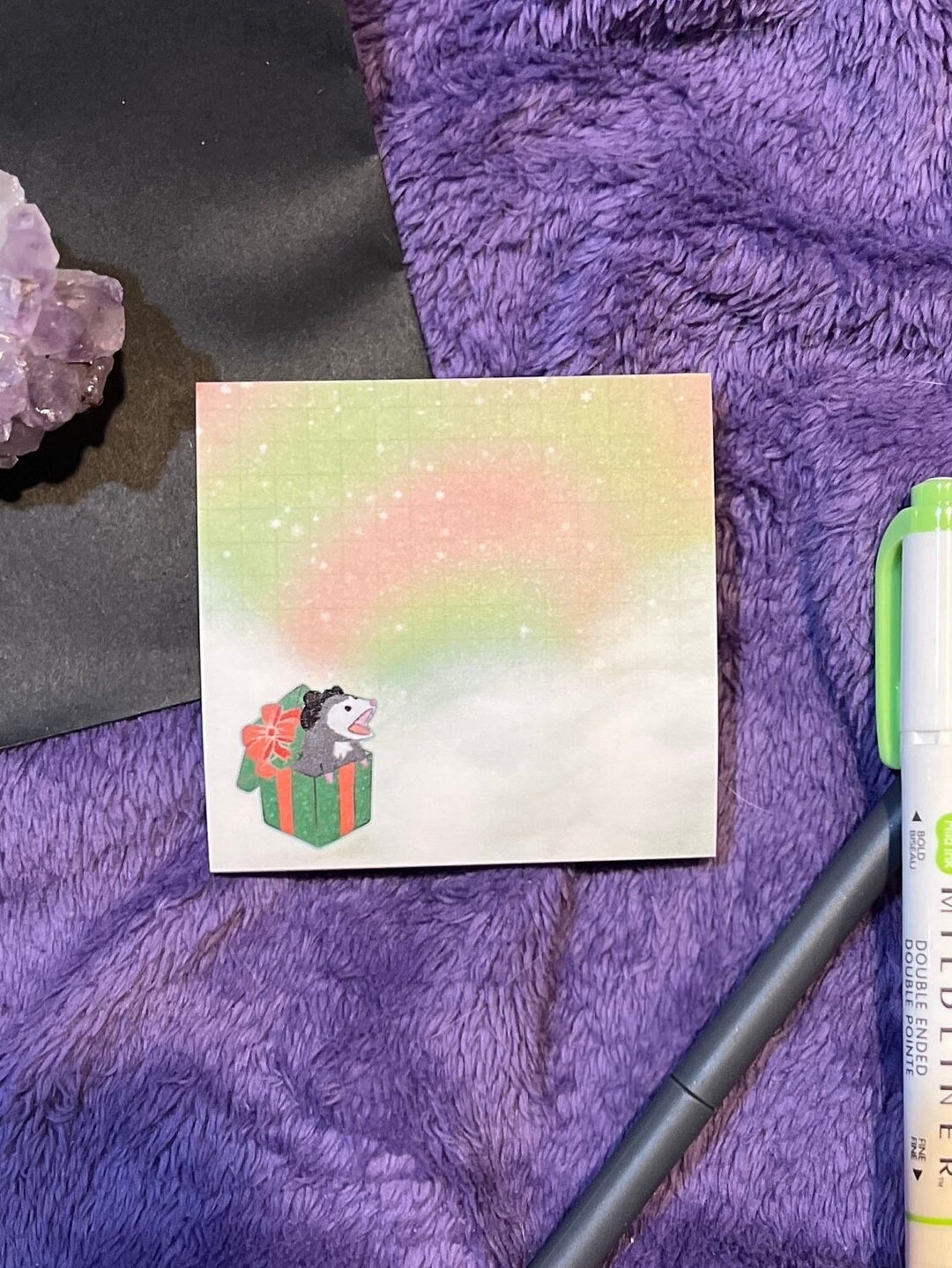 Hissmas Present Possum Sticky Notes feral Christmas Grid Sticky Notes ...