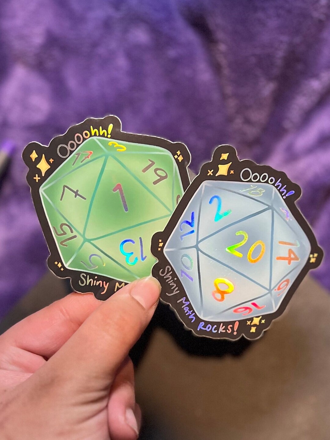 Shiny Math Rocks Holographic Dice Sticker | D20 Dungeons and Dragons ...
