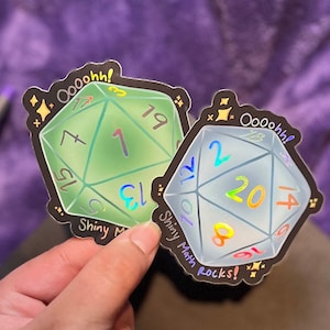 Shiny Math Rocks Holographic Dice Sticker | D20 Dungeons and Dragons ...