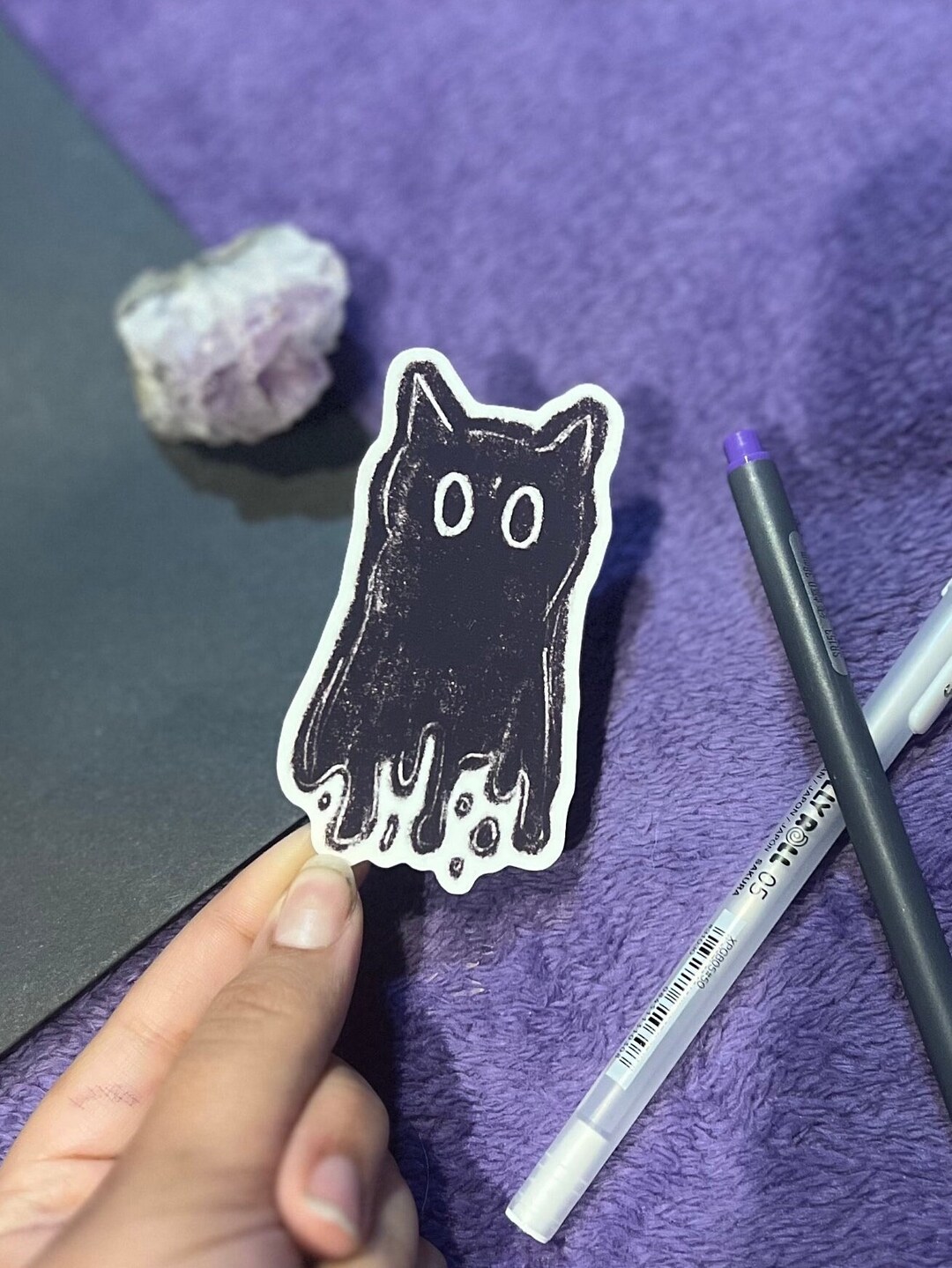 Drippy Void Cat Sticker Black Cat Sticker, Cat Meme Sticker, Halloween ...