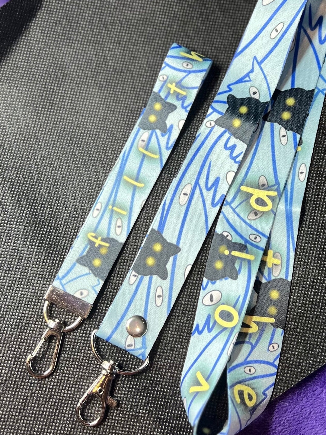 Biblically Accurate Void LANYARD| Black Cat Key Ring Wrist Strap, Angel ...