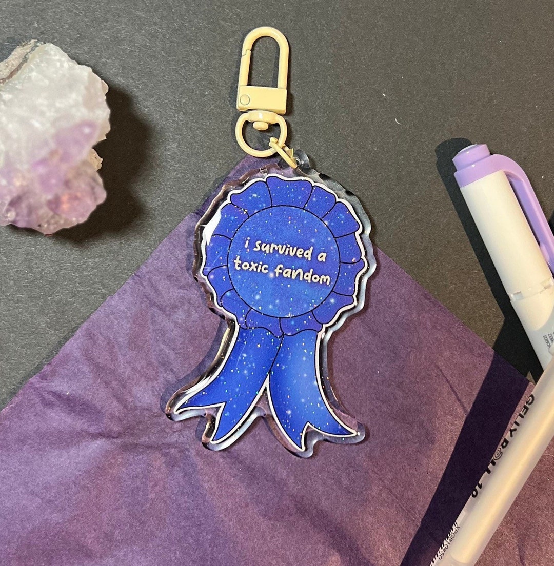 Toxic Fandom Acrylic Keychain | 3in Blue Ribbon Anime Keychain, I ...