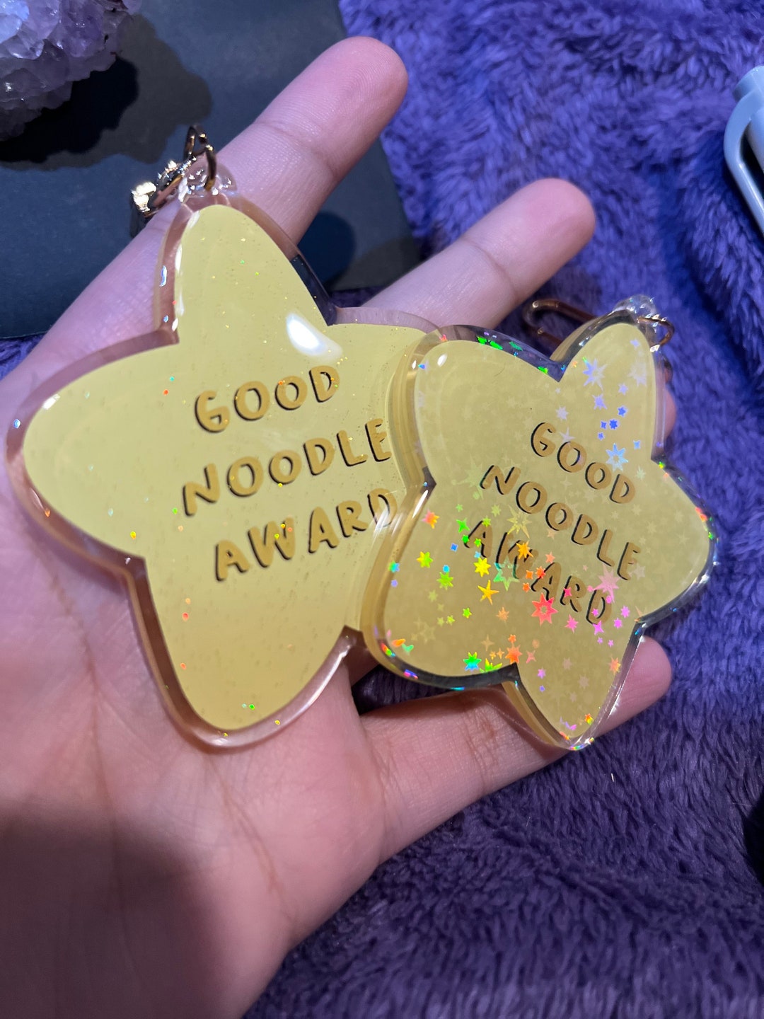 Good Noodle Acrylic Keychain 3in Gold Star Keychain, Holo Glitter Quote ...