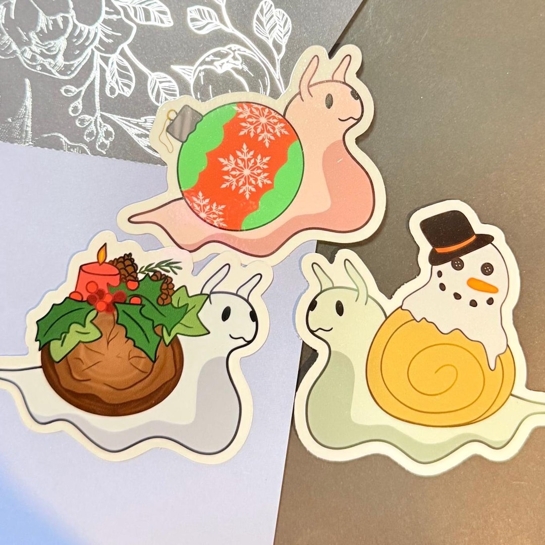 Holiday Snails Sticker Set | Cute Animal Stickers, Yule Log Sticker ...
