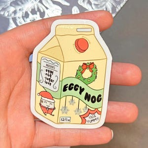 Eggy Nog Milk Carton Sticker | Holiday Drink Sticker, Cute Egg Nog ...