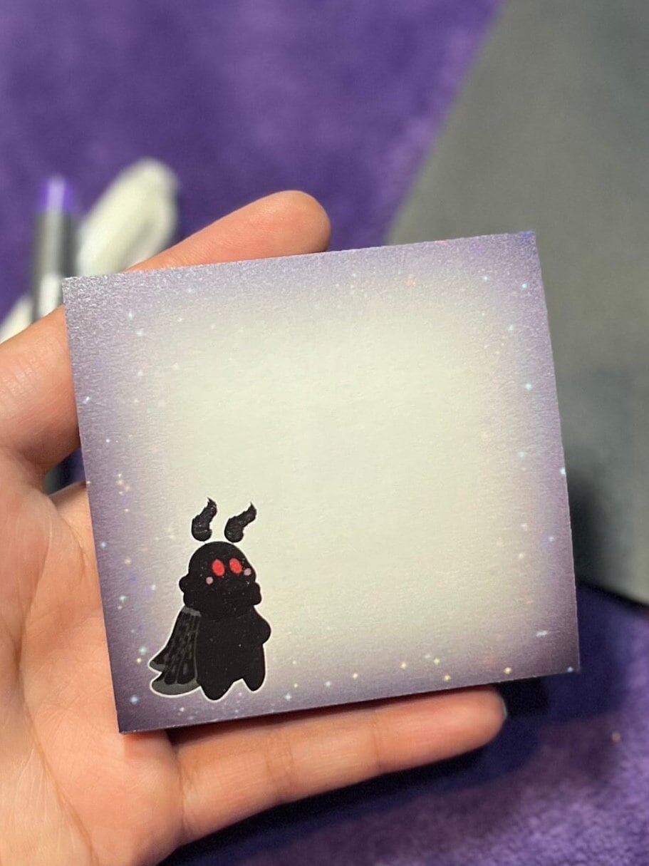 Mothman Baby Sticky Note| Moth Stationery, Glitter Mothman Sticky Note ...