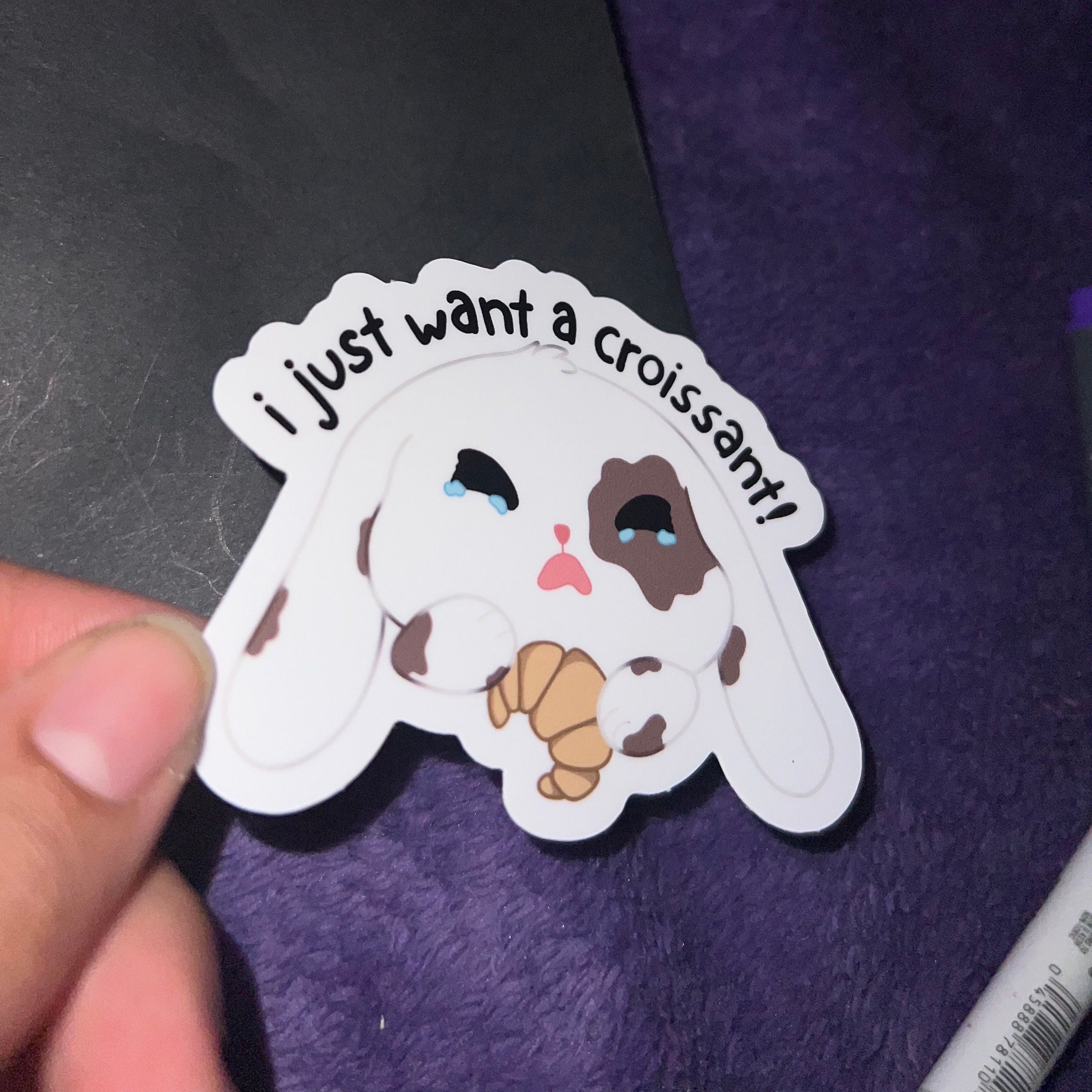 Crying Croissant Bunny | Funny Animal Stickers, Cottagecore Bunny ...