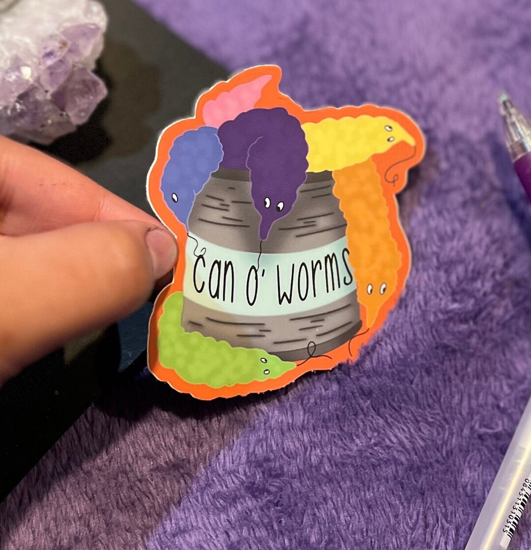 Can O’ Worms on a String Sticker |rainbow Worm Weirdcore Sticker, Soup ...