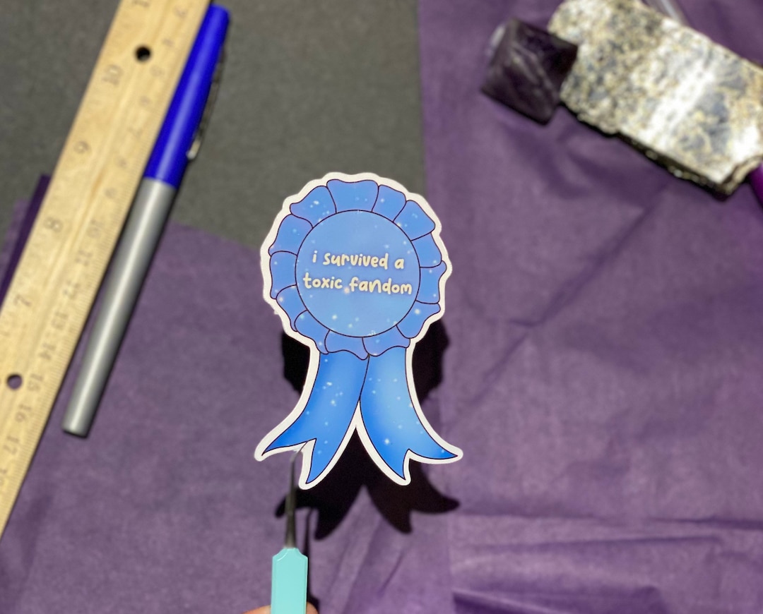 Toxic Fandom Sticker Blue Ribbon Fandom Sticker, Anime Fan Sticker, I ...