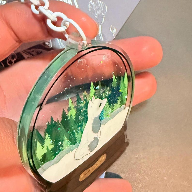 Snowglobe Fox Acrylic Charm | Cute Fox Critter Holiday Snowglobe ...
