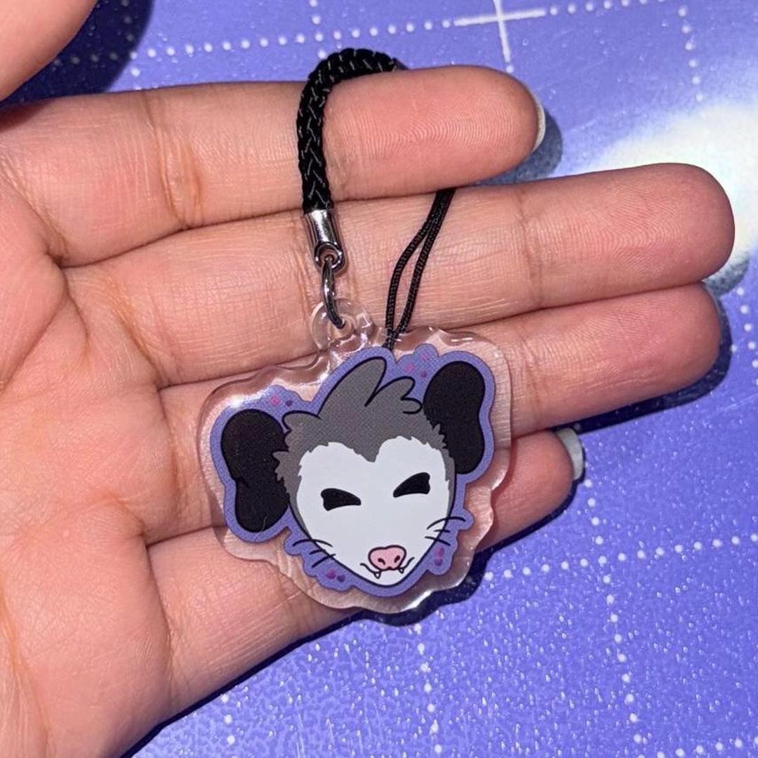 Purple Possum Acrylic Phone Charm (1.5in) | Opossum Lover Keychain ...
