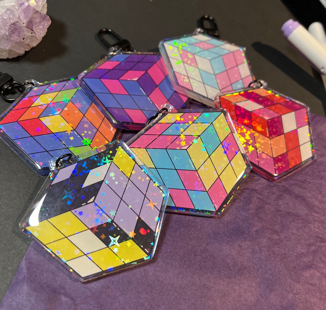 Rubix Pride Cube Acrylic Keychain (2.5in)| Cute Acrylic Charm, LGBTQ ...
