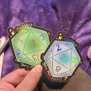 Shiny Math Rocks Holographic Dice Sticker | D20 Dungeons and Dragons ...