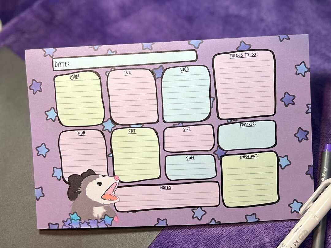 Screaming Possum Weekly Planner Notepad |cute Possum to Do List Notepad ...