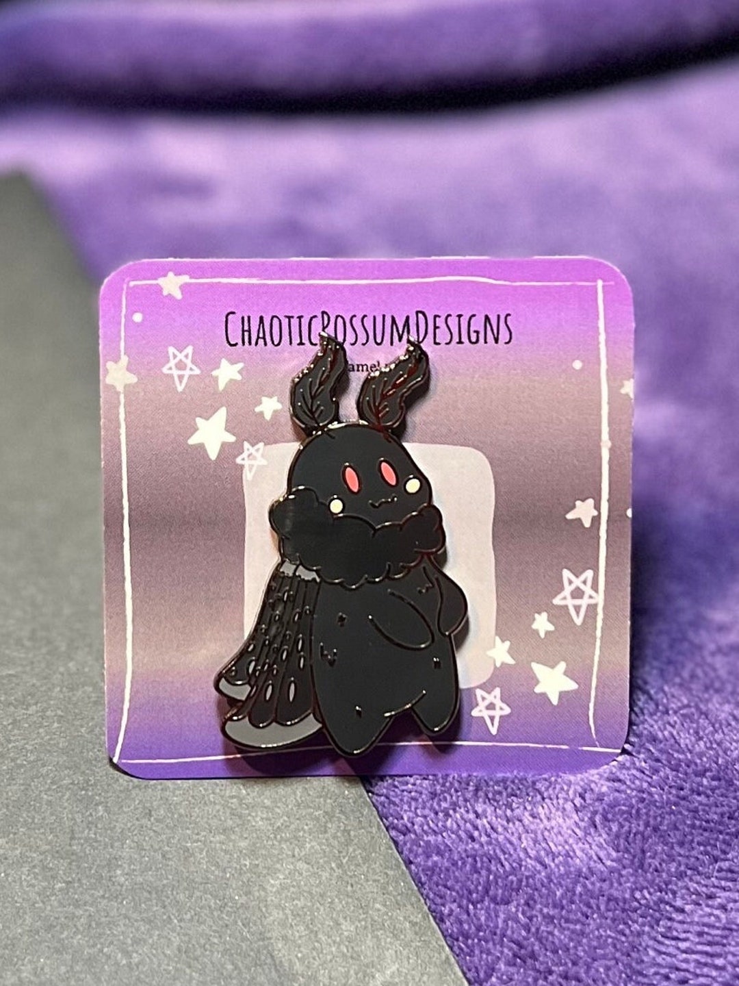 Chibi Mothman Enamel Pin| Cute Moth Local Cryptid Pin, Kawaii Cryptid ...