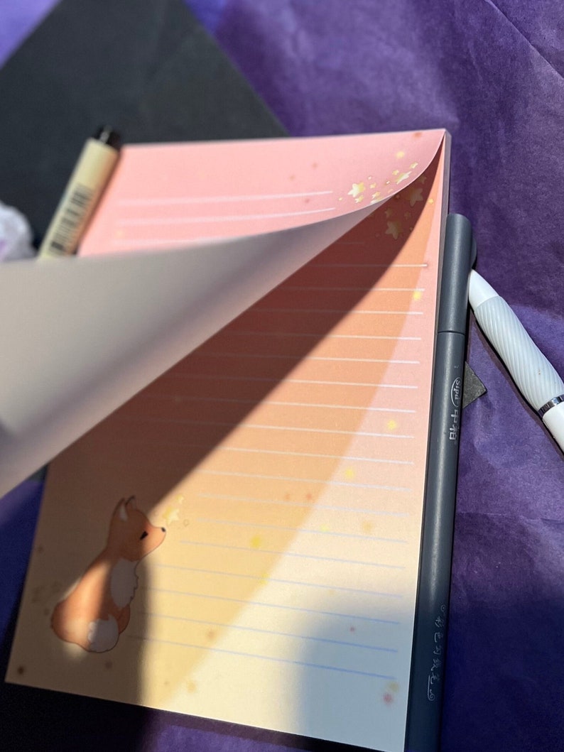 Starry Fox Notepad| Cottagecore Notepad, Cute Fox to Do List Notepad ...