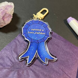 Toxic Fandom Acrylic Keychain | 3in Blue Ribbon Anime Keychain, I ...