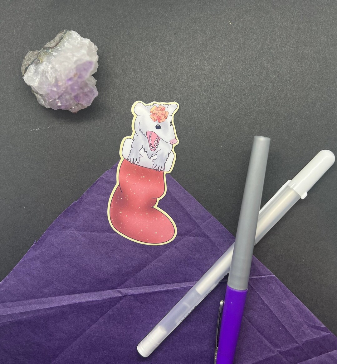 Screaming Stocking Possum Sticker Christmas Sticker Opossum - Etsy