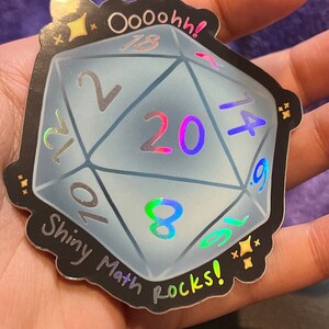 Shiny Math Rocks Holographic Dice Sticker | D20 Dungeons and Dragons ...