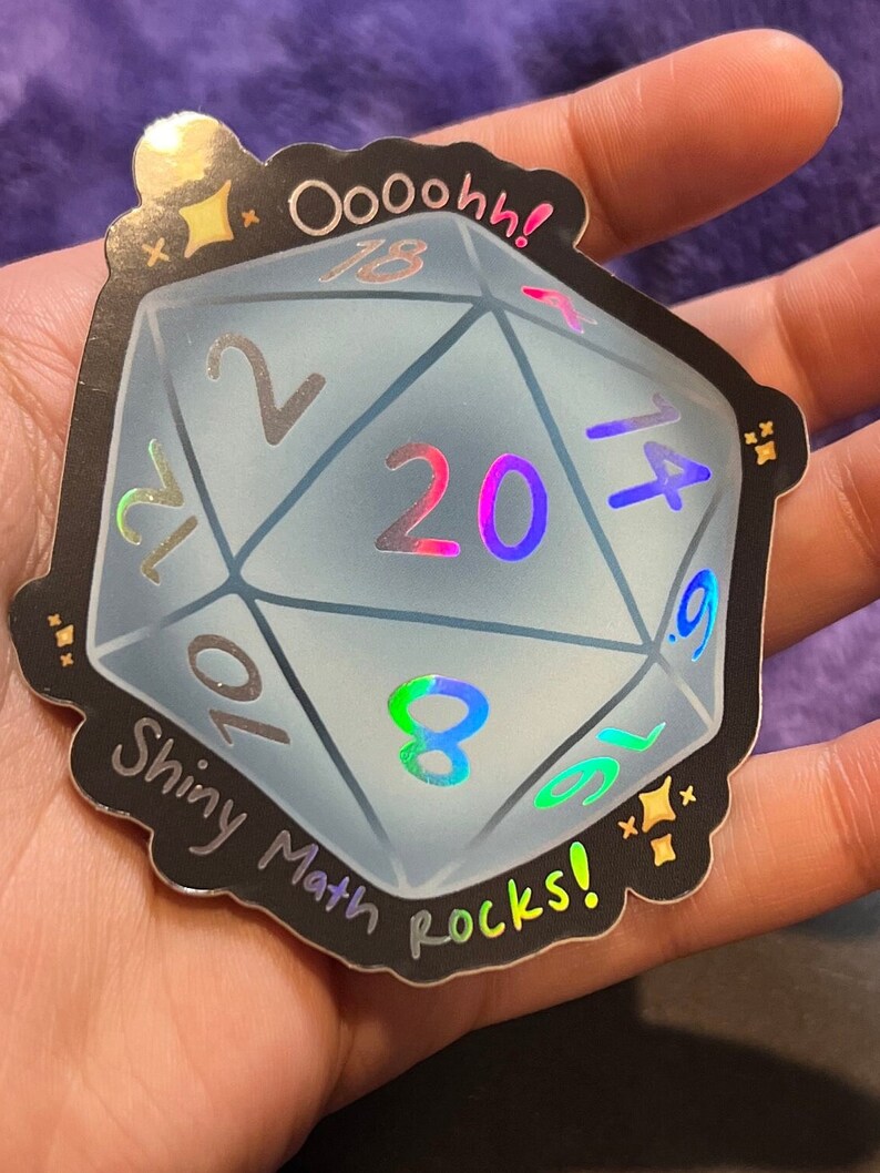 Shiny Math Rocks Holographic Dice Sticker | D20 Dungeons and Dragons ...