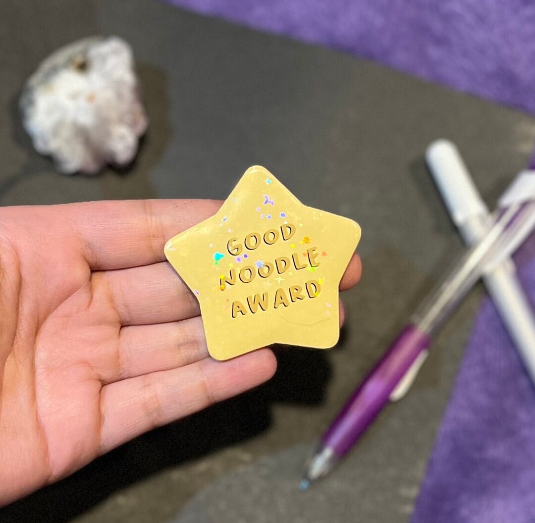 Good Noodle Star Pin Back Button 2.2 In.- Good Job Gold Star Pin, You ...