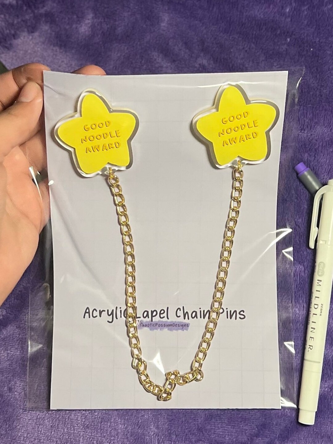 Good Noodle Star Lapel Chain Pins | Collar Shirt Chain Pin, Good Job ...