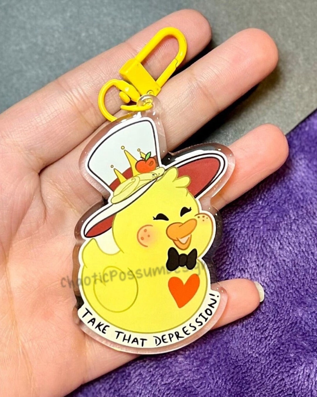 Fancy Demon Duck Acrylic Keychain (3in) | Cute Rubber Ducky Keychain ...