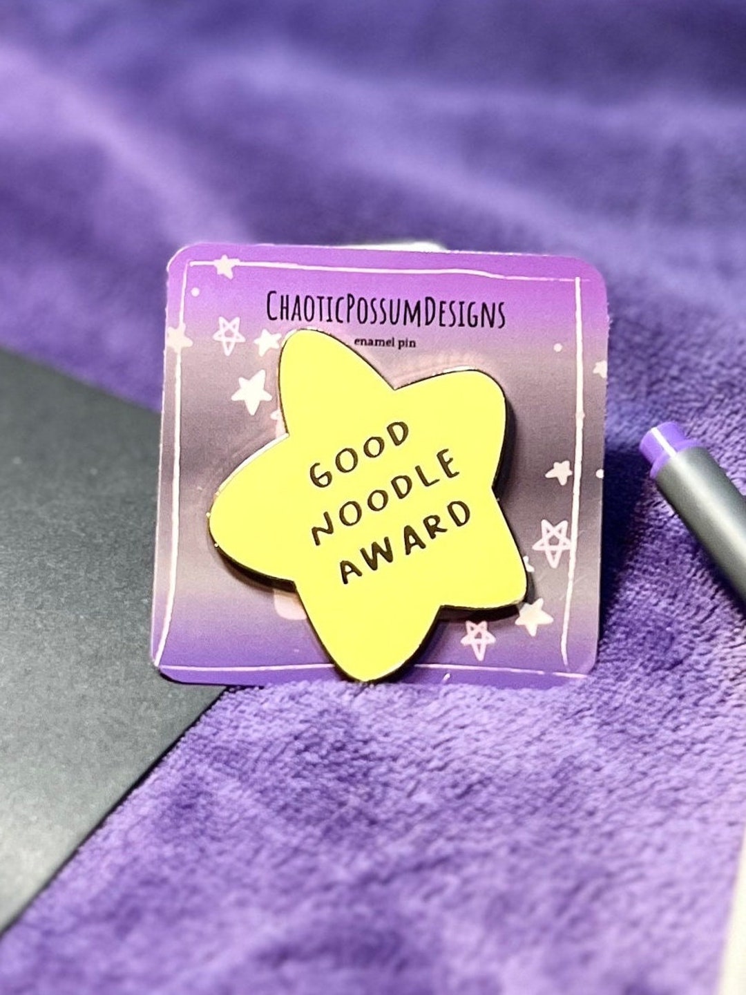 Good Noodle Enamel Pin (2in)| Good Job Gold Star Award Pin, Hard Enamel ...