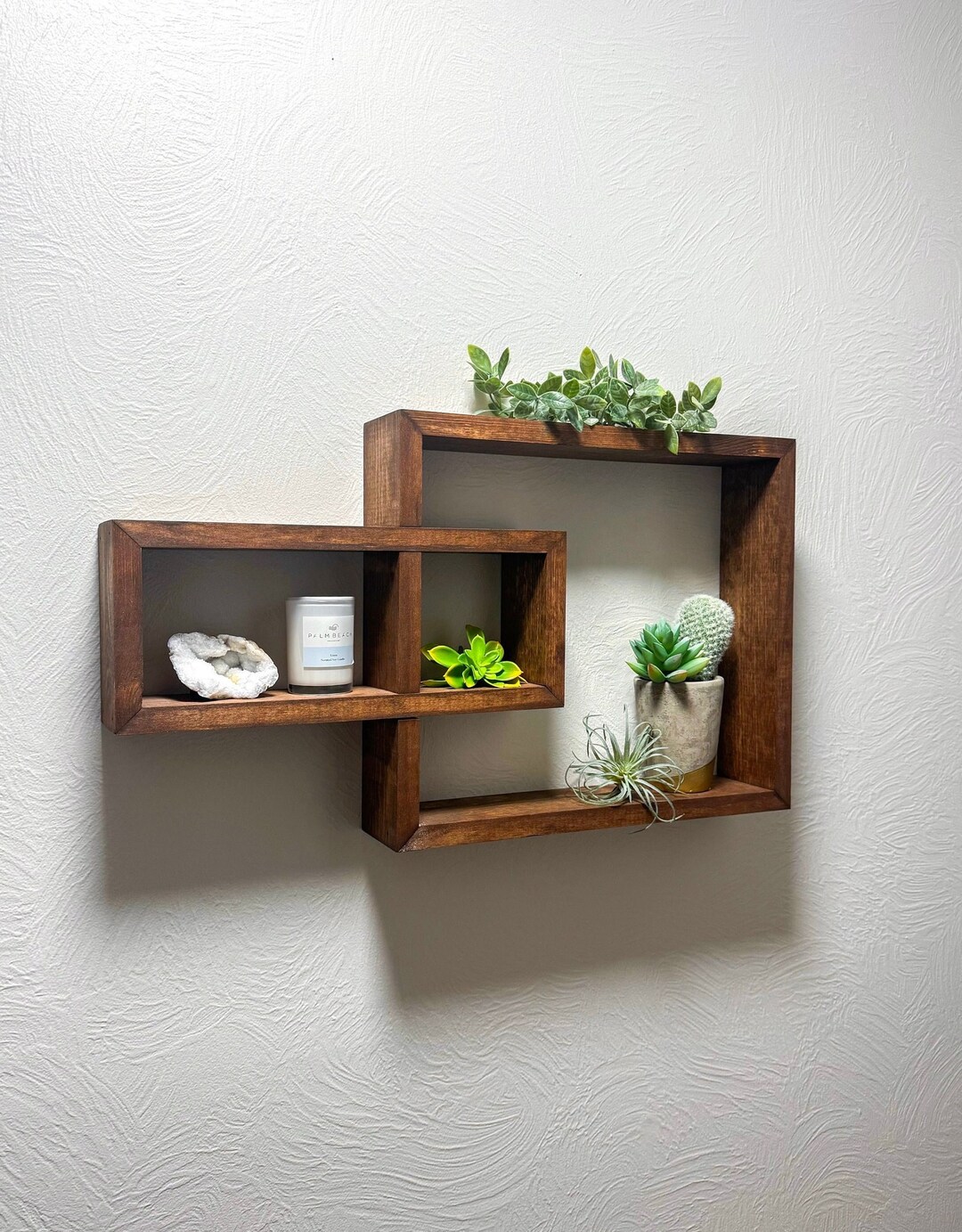 Solid Wood Display Shelf 24 X 13.5 Rectangular Floating Wall Shelf Unit ...