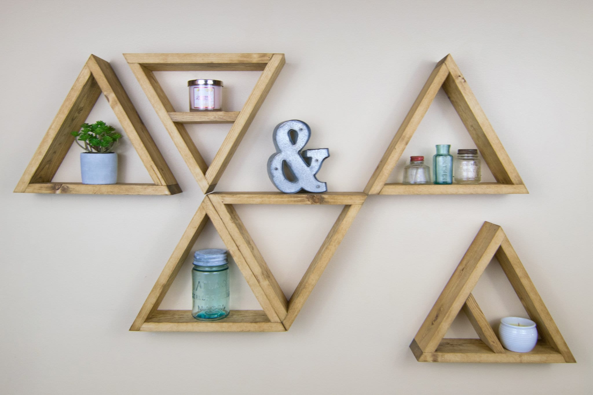 Triangle Shelves Set of 3 Rustic Wall Decor Gallery Wall - Etsy