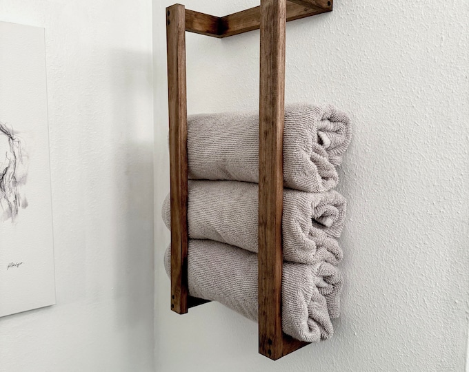 Wood Towel Rack Bathroom Organizer Bathroom Decor Bathroom Storage ...