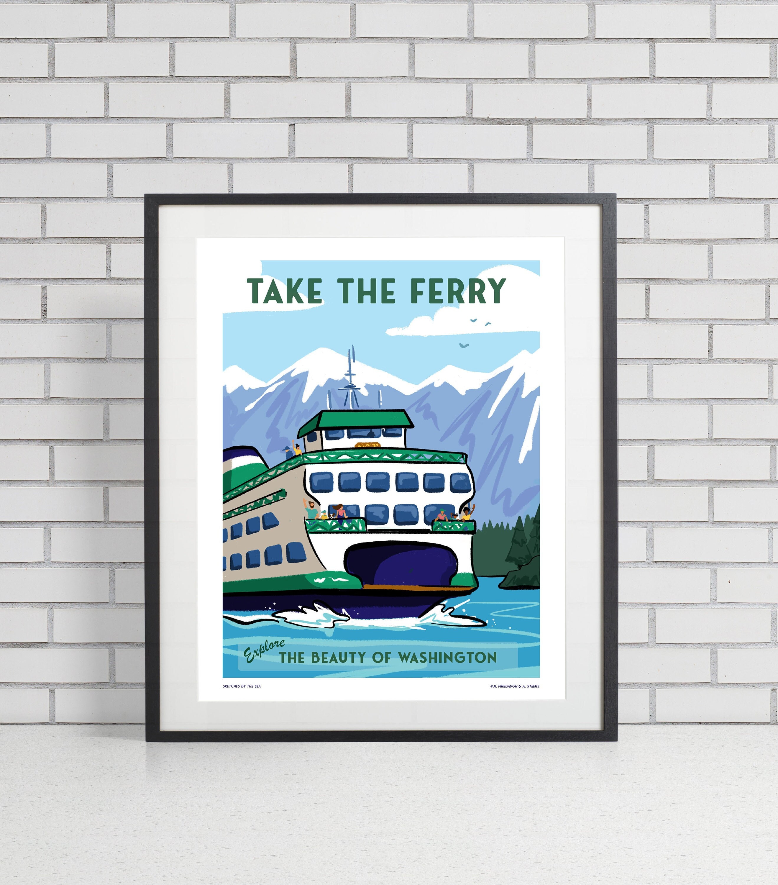 Ferry Travel Poster, Retro Inspired Art Print - Etsy