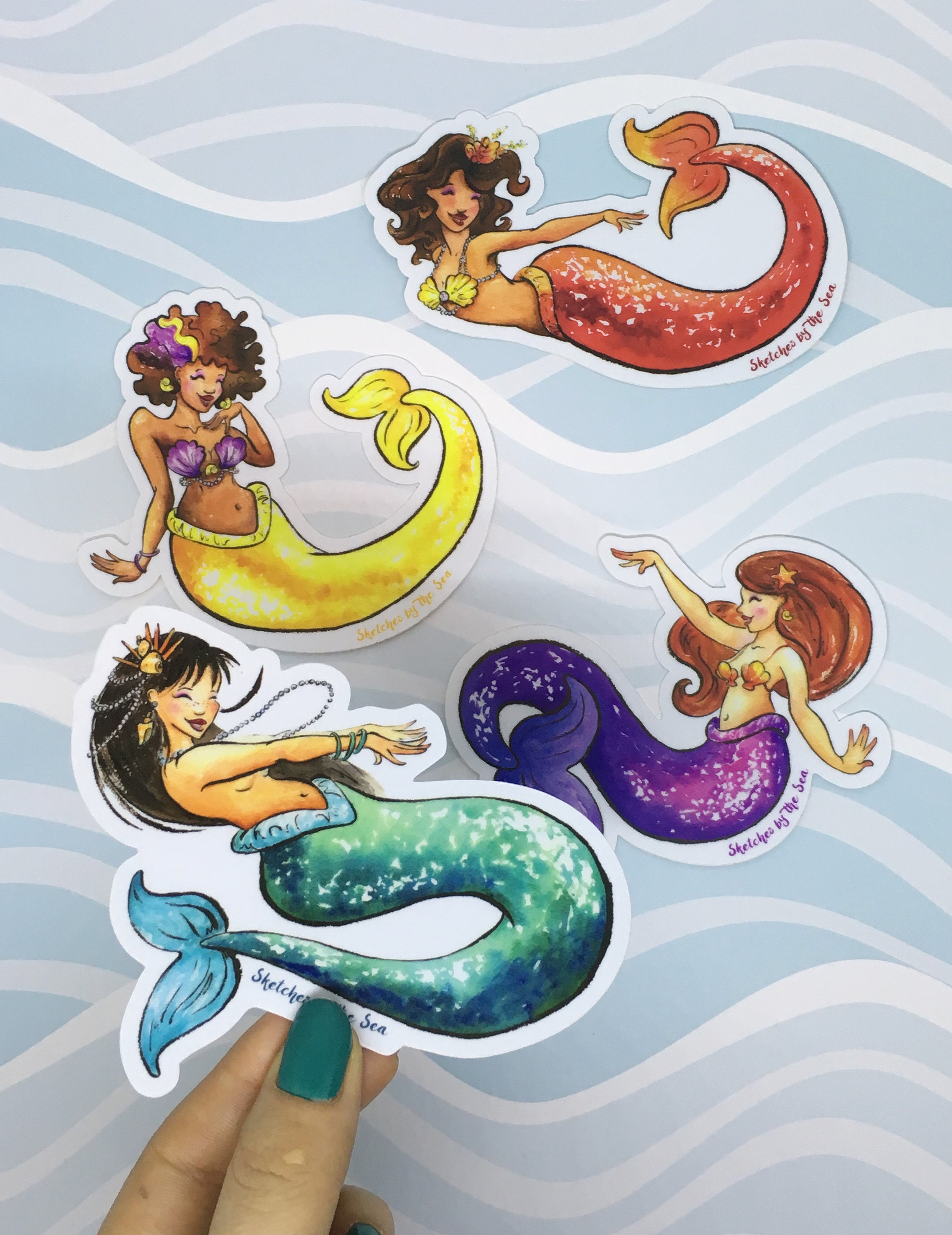 Mermaids Sticker Pack. Four Mermaids - Etsy
