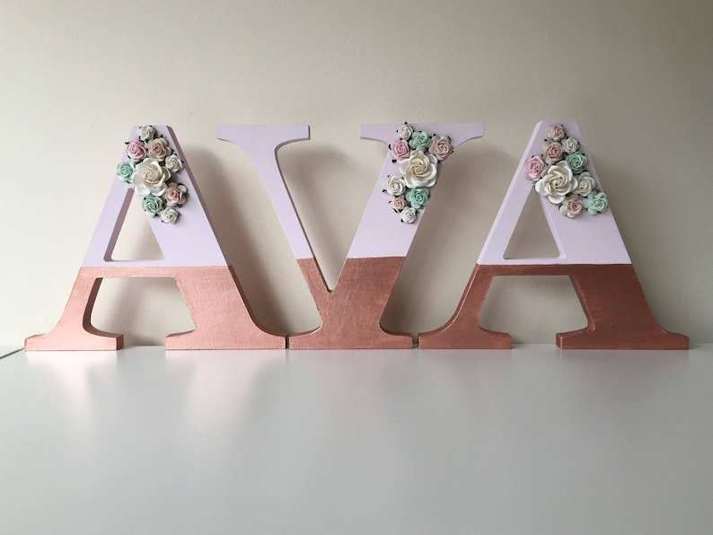 Rose Gold Decor Rose Gold Flower Letter Rose Gold Letter | Etsy
