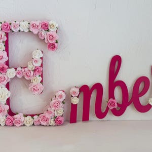 Dusty Rose Flower Name Sign, Personalised Wall Name, Dusky Pink Nursery ...
