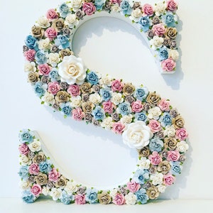 Pink Flower Wall Art Pink Flower Letter for Nursery Wall Art Girls ...