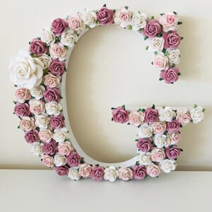 Pink Flower Wall Art Pink Flower Letter for Nursery Wall Art Girls ...