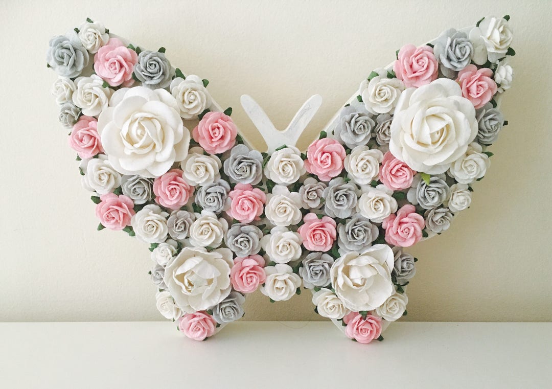 Flower Butterfly Wall Decor: Wooden Nursery Art, Funeral Flower ...