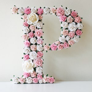 Pink Flower Wall Art Pink Flower Letter for Nursery Wall Art Girls ...
