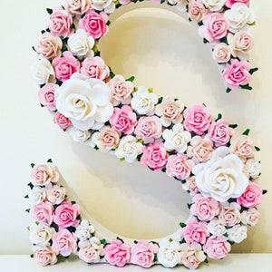 Pink Flower Wall Art Pink Flower Letter for Nursery Wall Art Girls ...