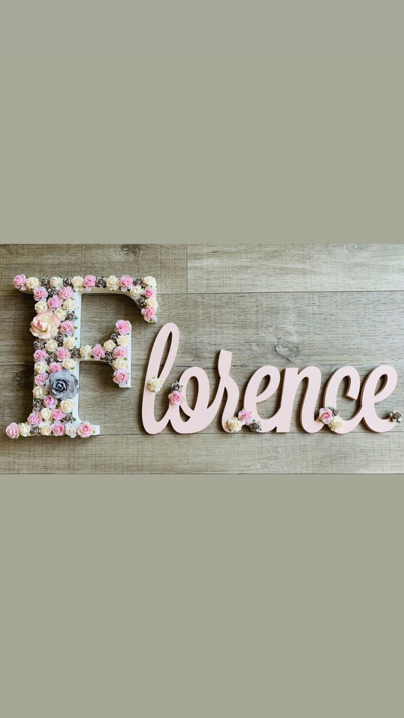 Flower name name sign wall name flower letter flower | Etsy