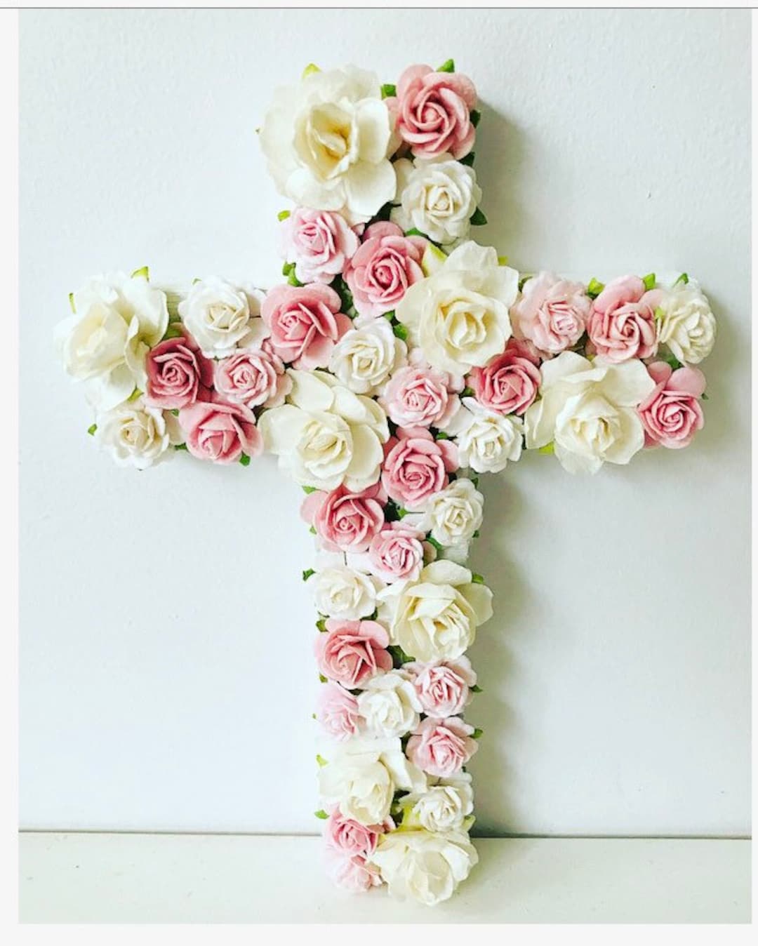 Flower Cross, Wooden Cross, Baptism Gift, Christening Gift, Funeral ...