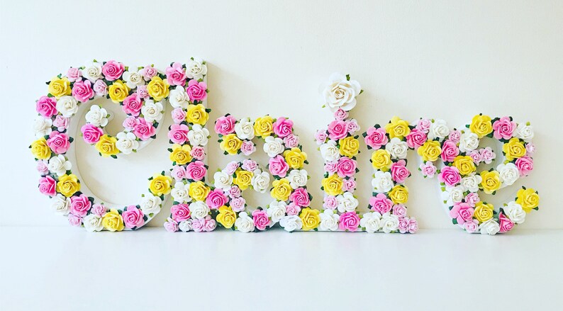 Custom Made Floral Full Name Nursery Decor Room Decor - Etsy