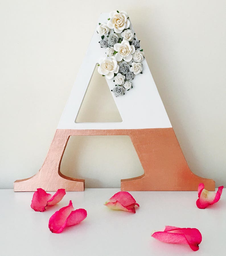 Rose Gold Decor Rose Gold Flower Letter Rose Gold Letter - Etsy