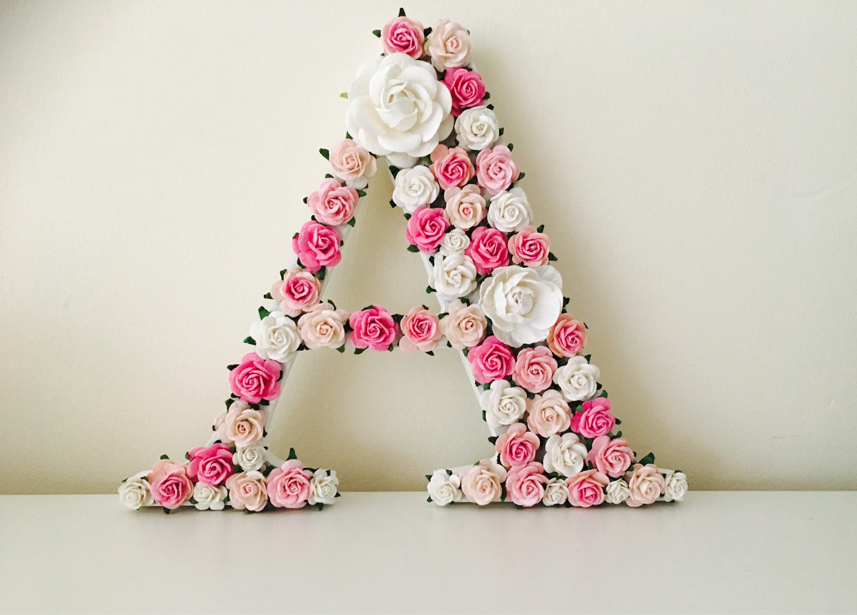 Pink Flower Wall Art Pink Flower Pink Flower Letter Wall | Etsy