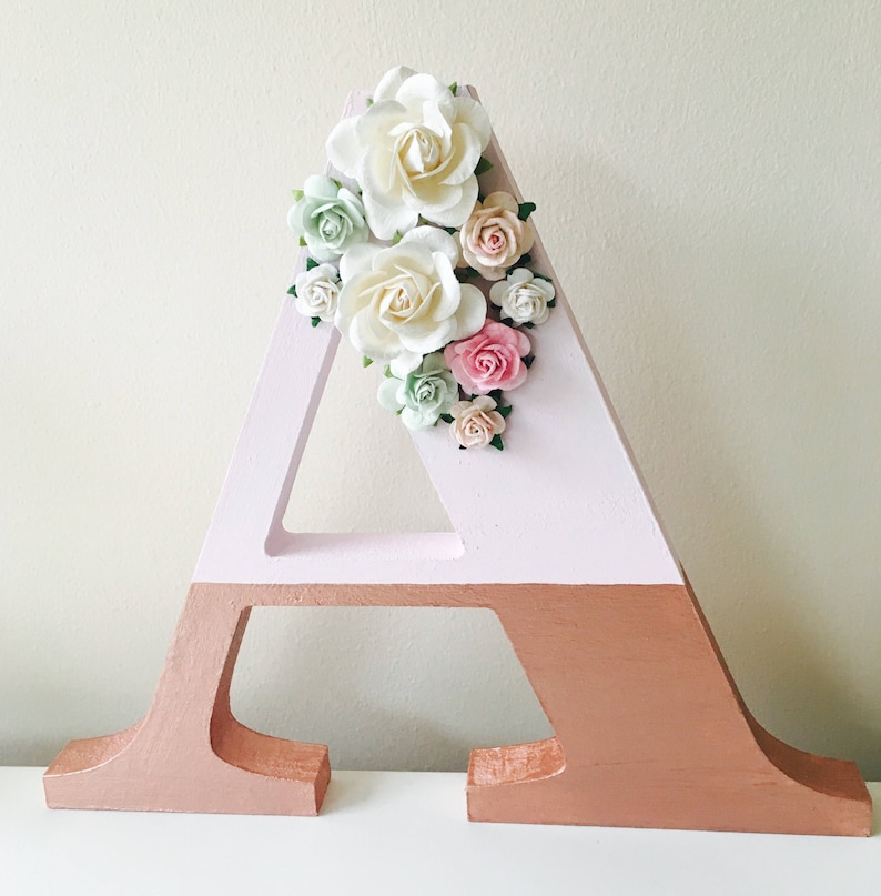 Rose Gold Decor Rose Gold Flower Letter Rose Gold Letter - Etsy