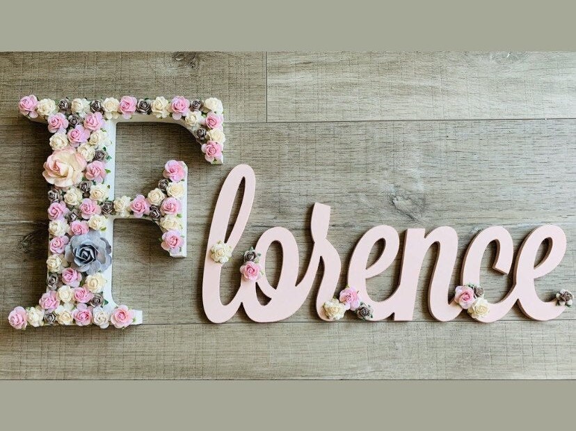 Flower Name Name Sign Wall Name Flower Letter Flower | Etsy UK