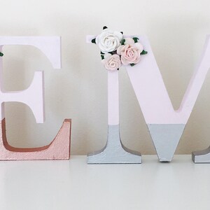 Rose Gold Decor, Rose Gold Flower Letter, Rose Gold Letter, Wooden ...